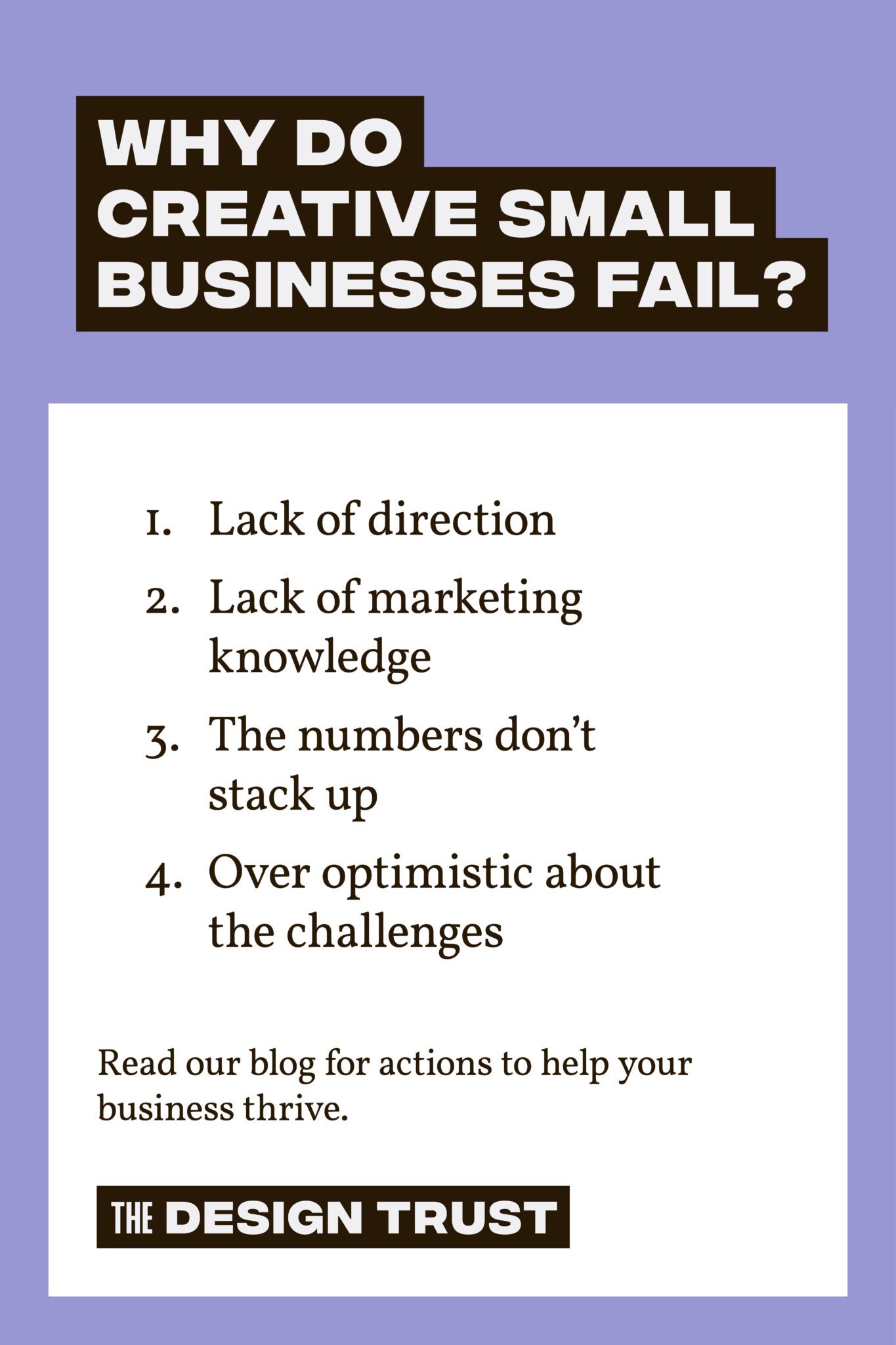 The 8 most common reasons small creative businesses fail. With actions ...